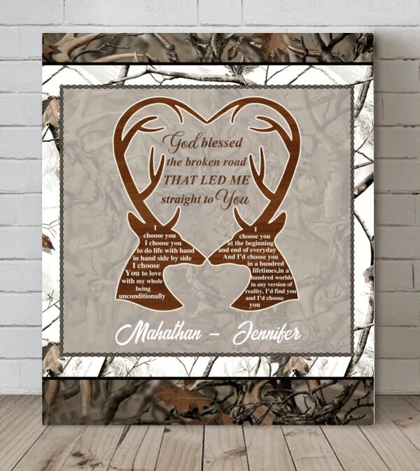 Custom Personalized Deer Hunting Heart Canvas - Gift Idea For Couple ...