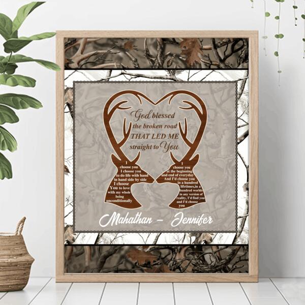 Personalized Deer Hunting Heart Poster - Gift Idea For Couple - God Bl ...