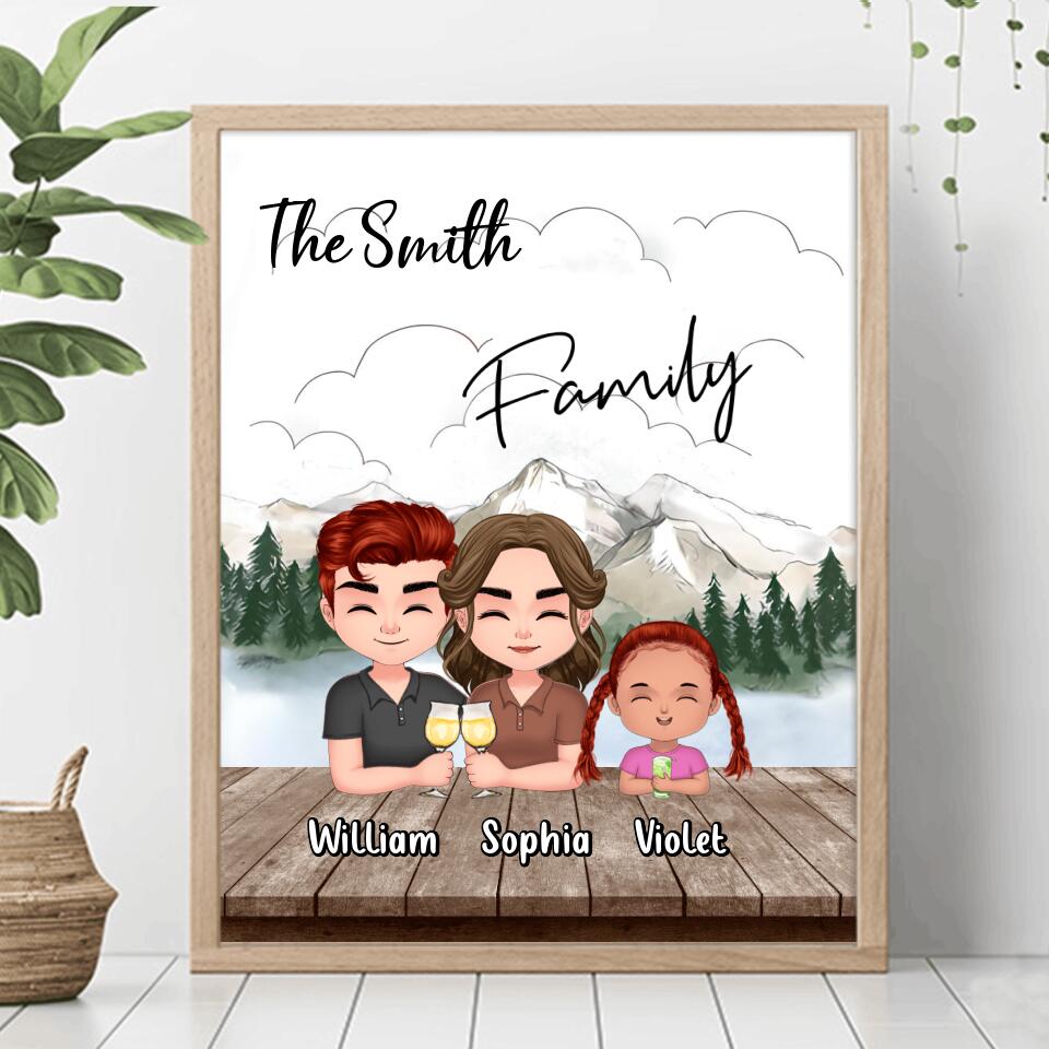 Custom Personalized Family Poster - Upto 4 Adults And 2 Kids - Gift Id ...