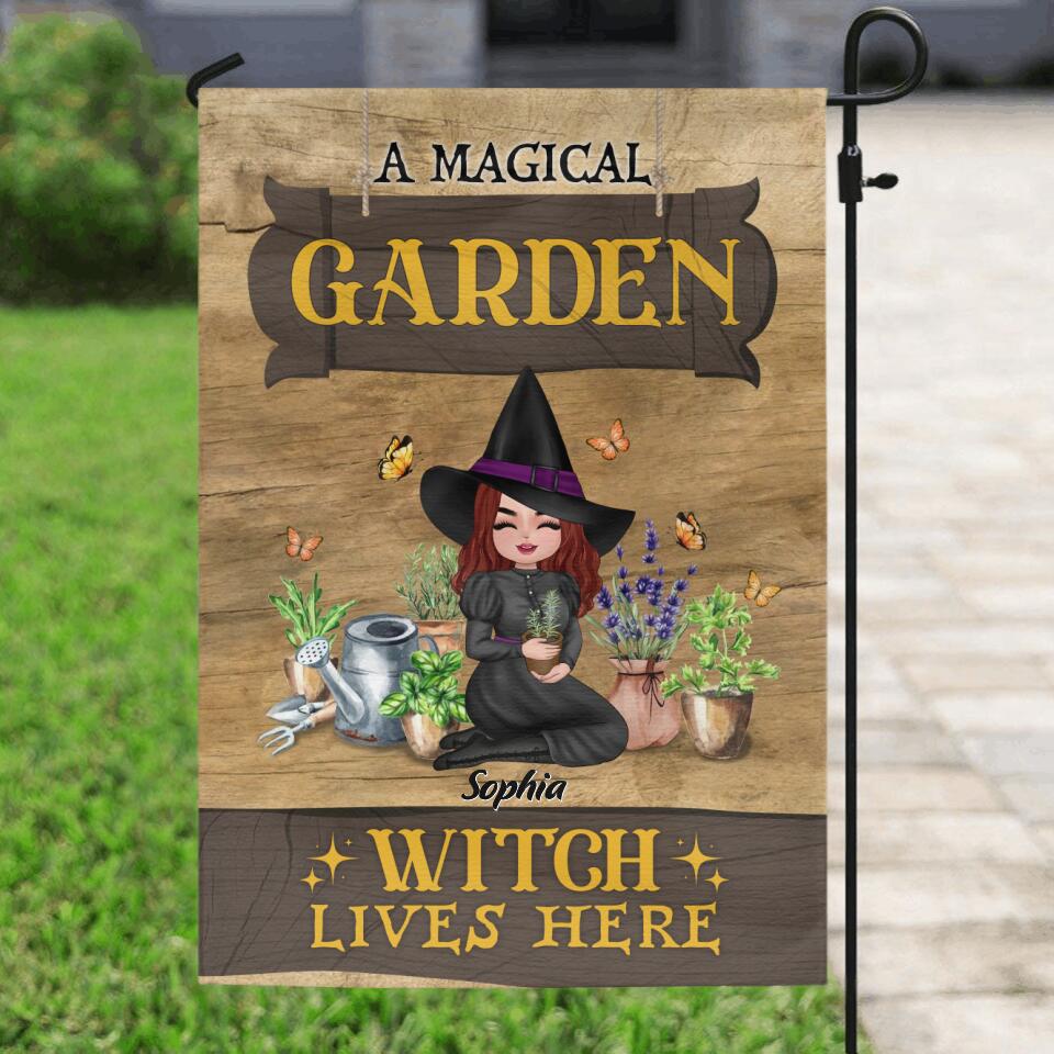 Custom Personalized Garden Witch Flag Sign - Gift Idea For Halloween/W ...