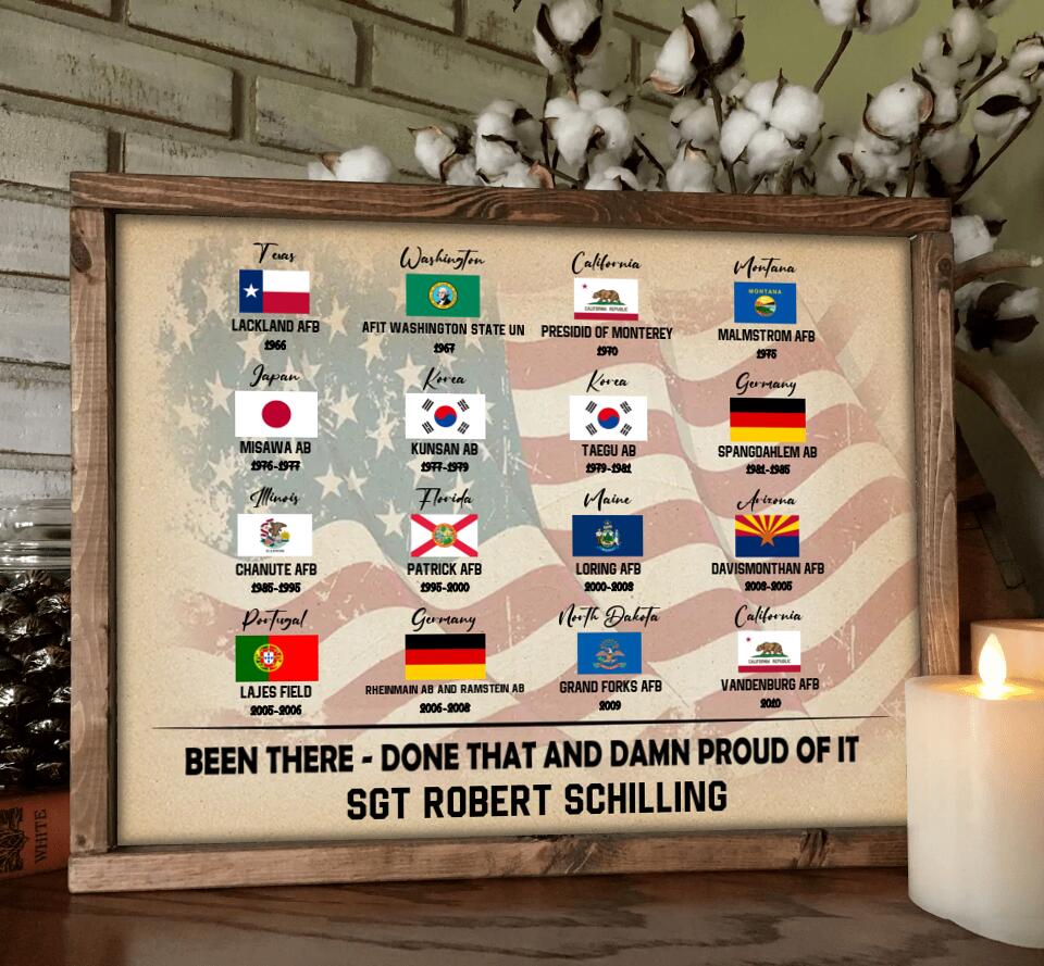 Personalized Veteran Poster - Up to 16 Bases - Gift Idea For Veteran ...