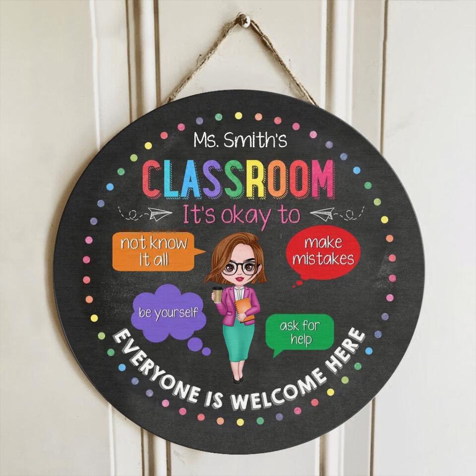 Custom Personalized Teacher Circle Wooden Sign - Gift Idea For Teacher ...