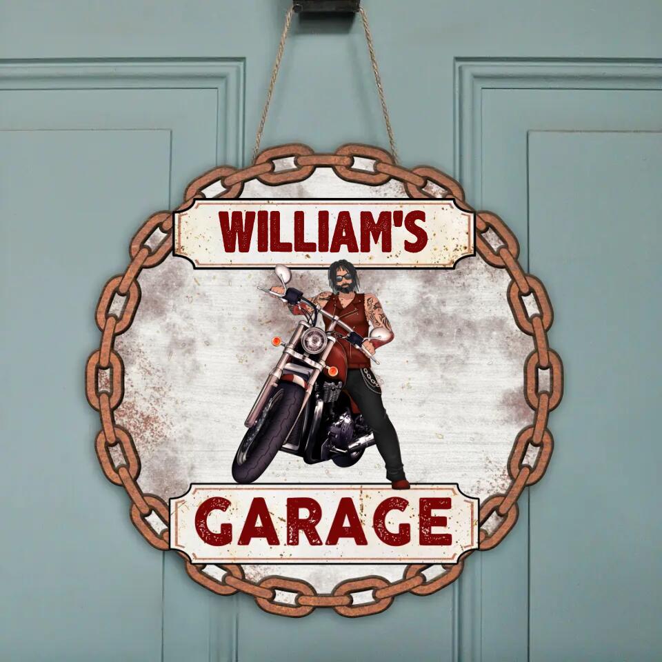 Custom Personalized Biker Garage Wooden Sign - Gift Idea For Bikers ...