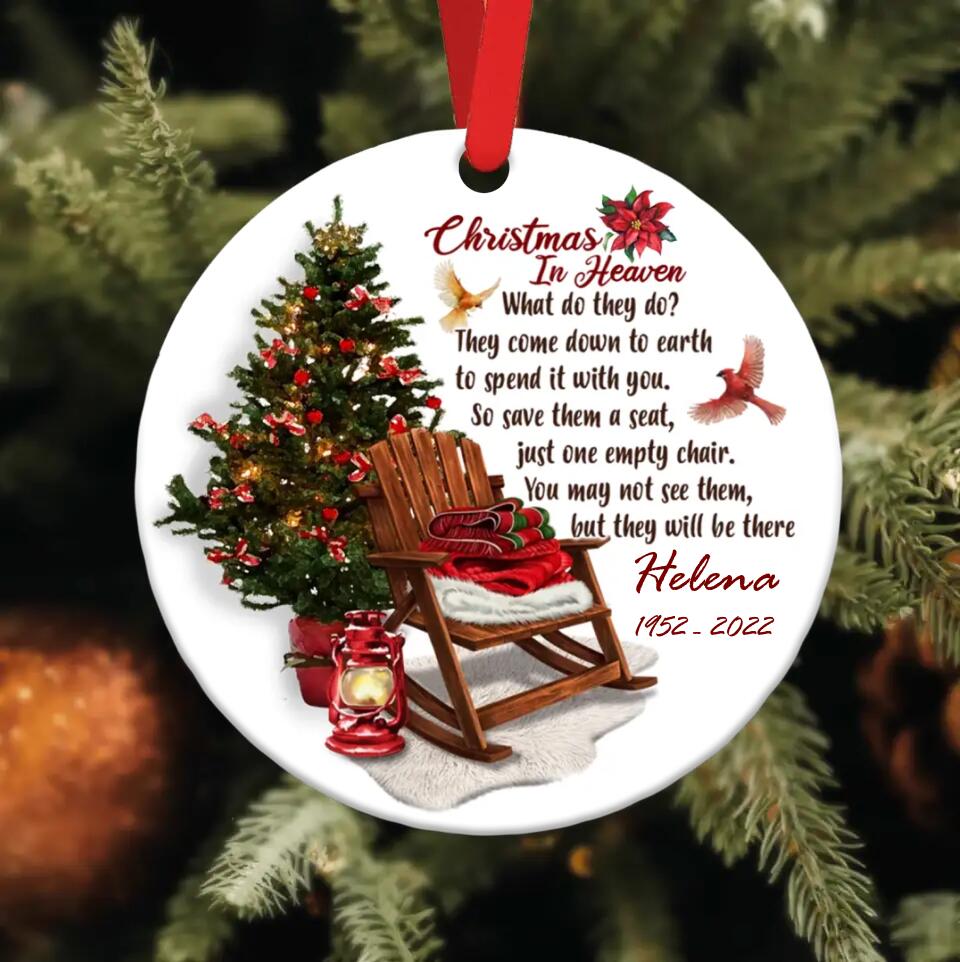 Custom Personalized Christmas In Heaven Circle Wooden Ornament - Memor ...