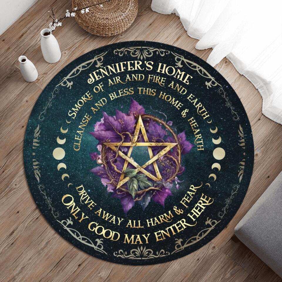 Custom Personalized Pentagram Round Rug - Gift Idea For Wicca/Pagan De ...
