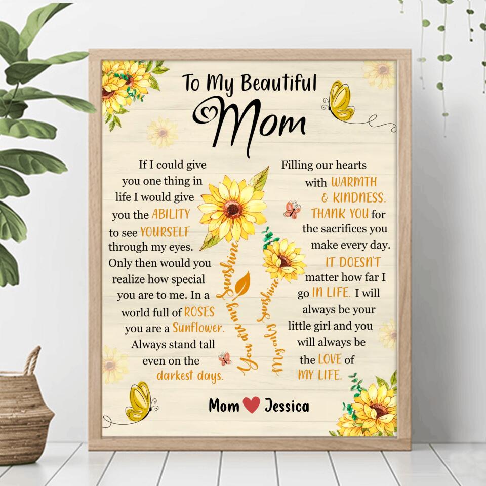 Custom Personalized To My Mom Unframed Vertical Poster - Gift Idea For ...