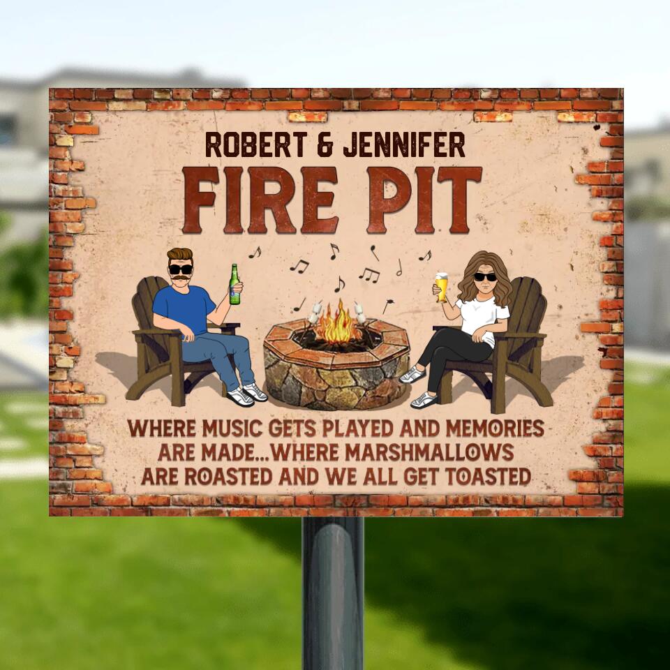 Custom Personalized Fire Pit Metal Sign - Gift Idea For Couple - Fire ...