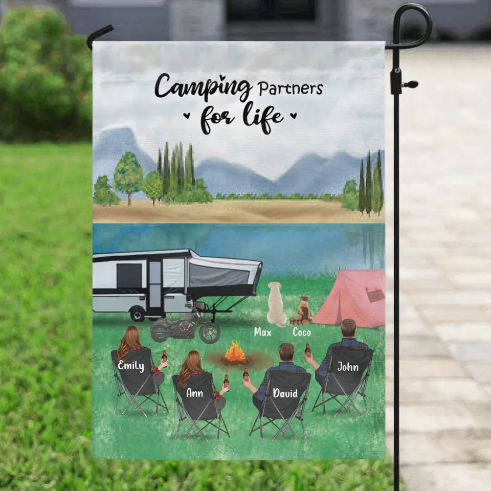 Custom Personalized Camping Flag - Adults and Pets Camping Flag - Camp ...