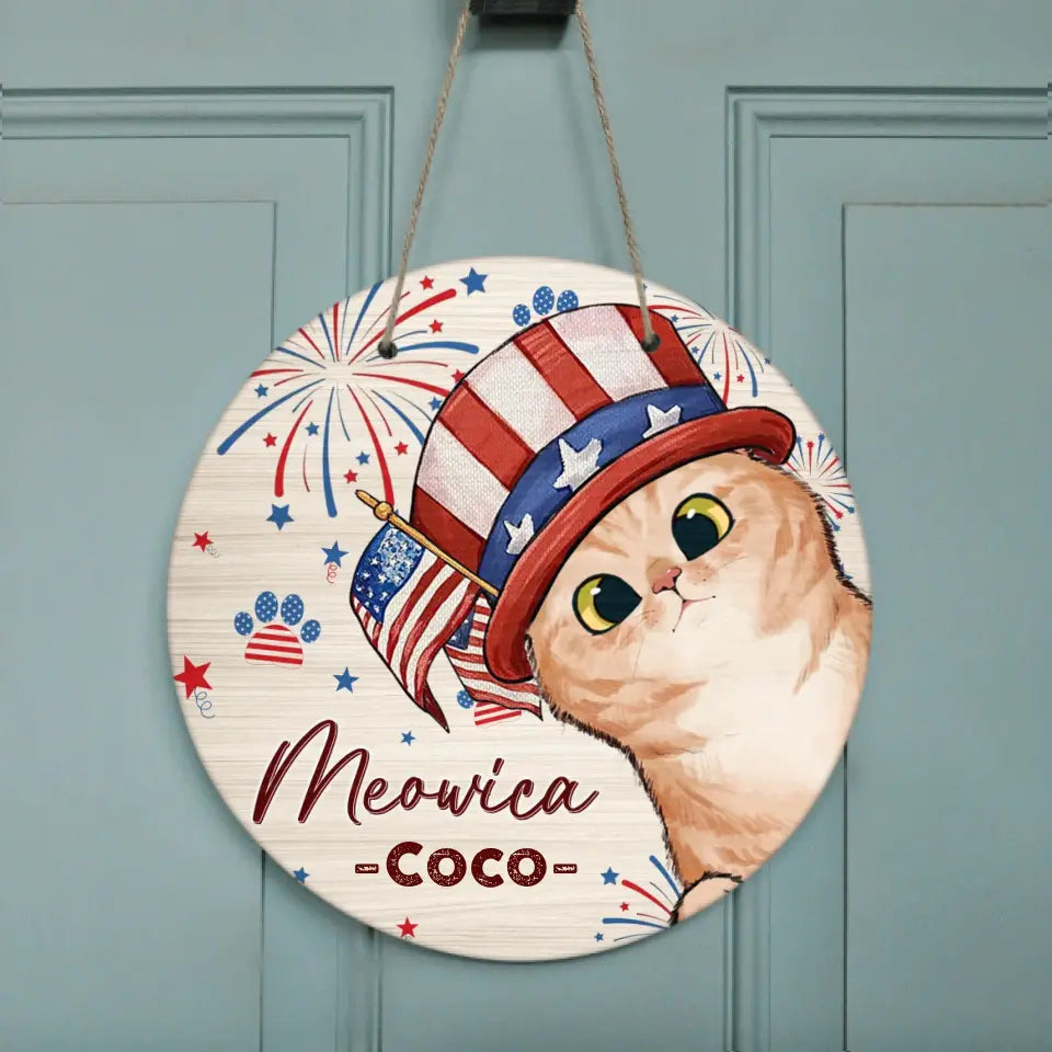 Personalized 4th Of July Pet Circle Wooden Sign - Up to 4 Pets - Gift ...