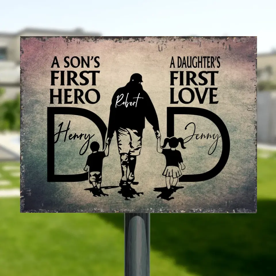 Personalized Dad Metal Sign - Father's Day Gift Idea From Son And Daug ...