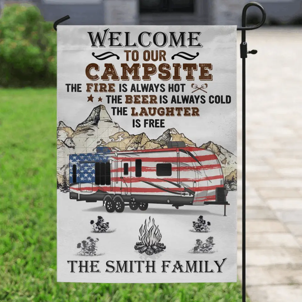 Personalized Camper Flag Sign - Gift Idea For Camping Lovers - Welcome ...
