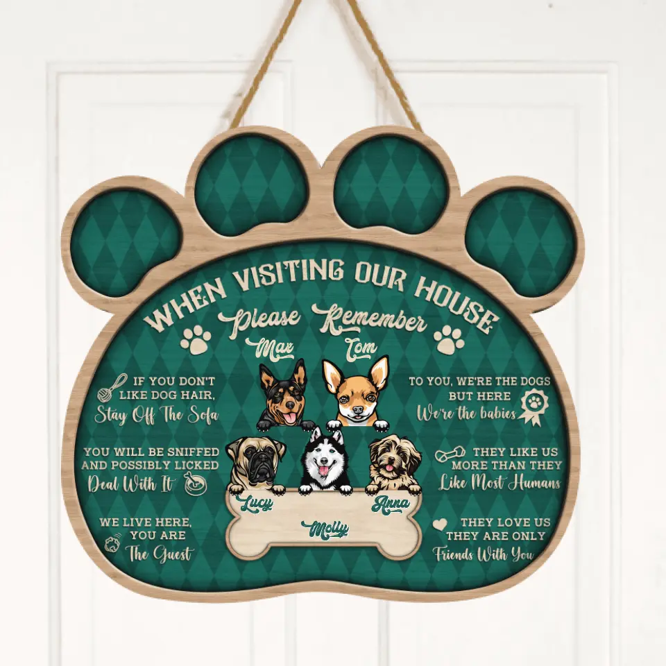 Personalized Dog Door Sign - Up to 5 Dogs - Gift Idea For Dog Lover ...