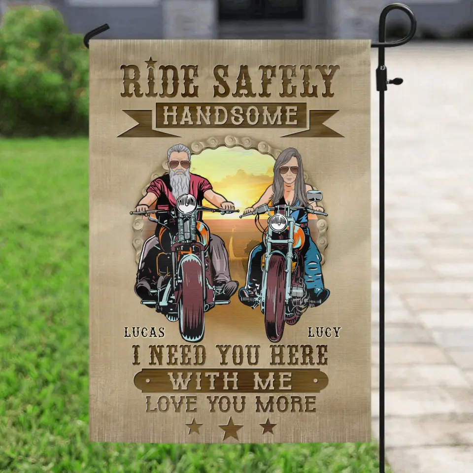 Custom Personalized Couple Biker Flag Sign - Gift Idea For Him/ To Hus ...