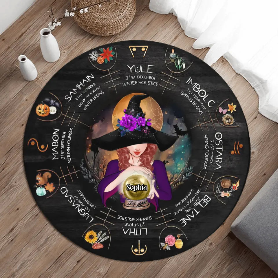Personalized Witch Round Rug - Gift Idea For Halloween/Wicca Decor/Pag ...