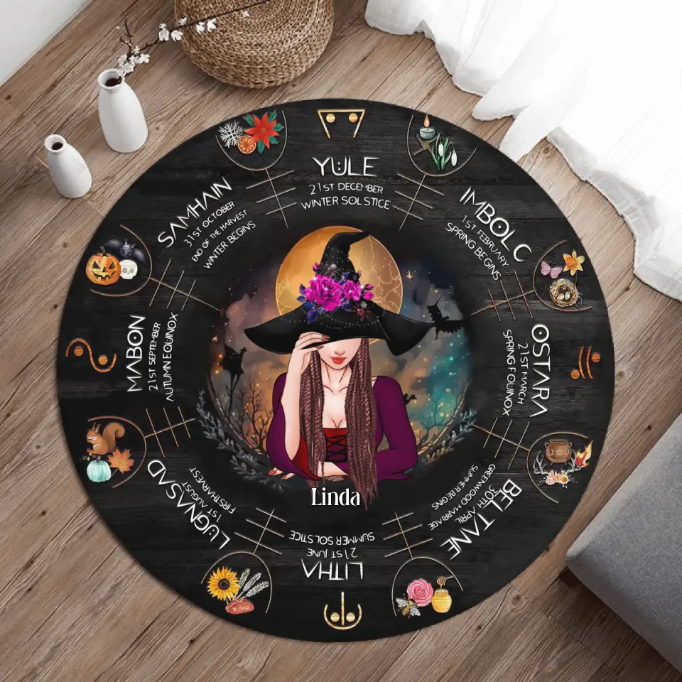 Custom Personalized Witch Round Rug - Gift Idea For Halloween/Wicca De ...