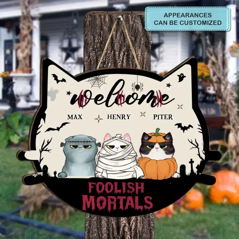 Personalized Cat Wooden Sign - Gift Idea For Halloween/ Cat Lovers wit ...