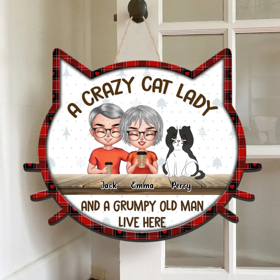 Custom Personalized Cat Wooden Sign - Upto 6 Cats - Gift Idea For Coup ...