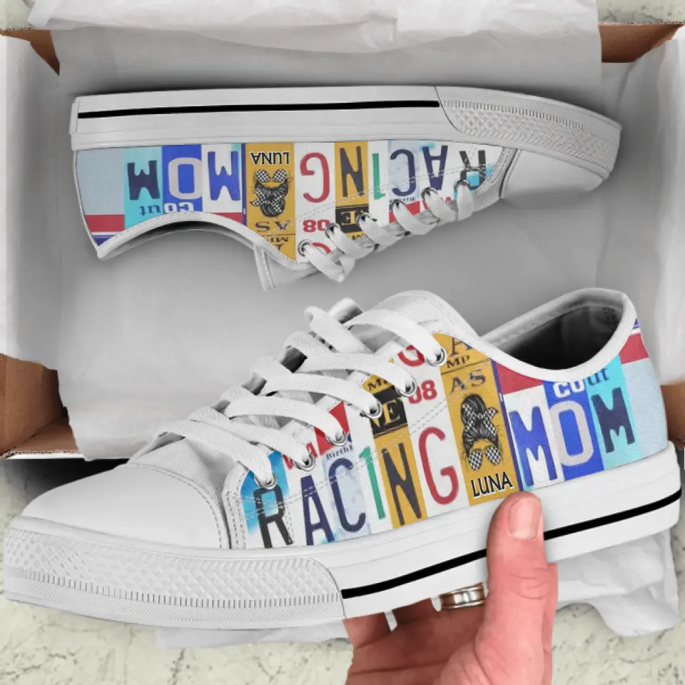 Custom Racing Mom Canvas Sneakers - Gift Idea For Mother/ Racing Lover ...