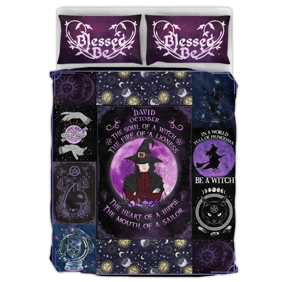 Personalized Witch Male Quilt Bed Sets - Halloween Gift Idea For Witch ...