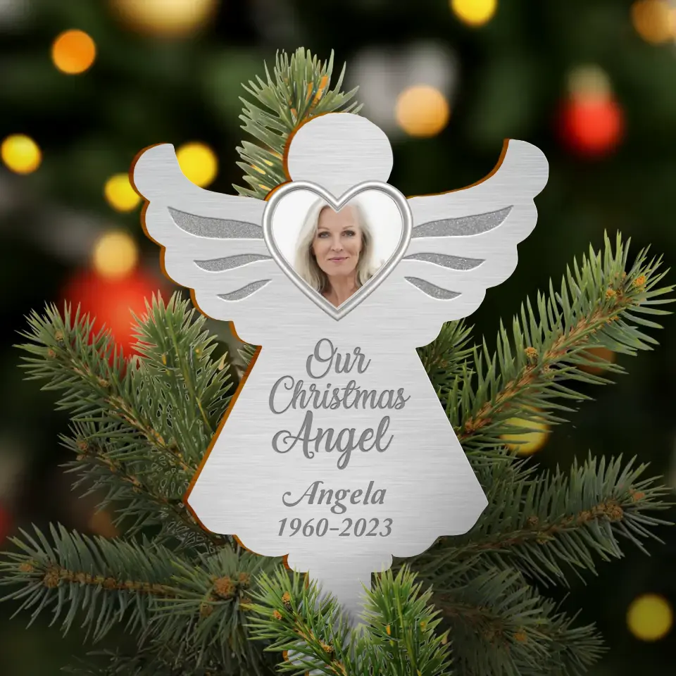 Personalized Memorial Angel Tree Topper - Upload Photo - Memorial Gift ...