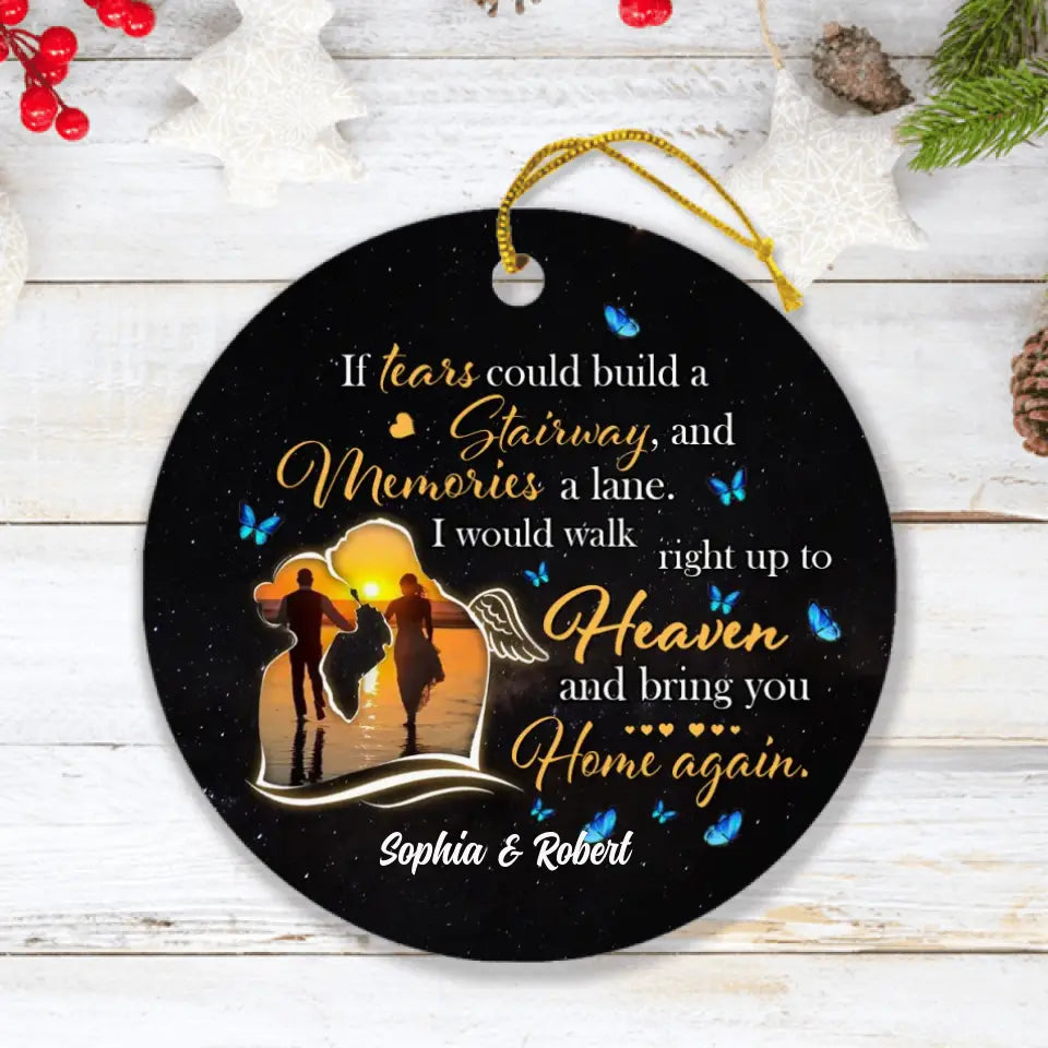 Custom Personalized Memorial Couple Circle Ornament - Memorial Gift Id ...