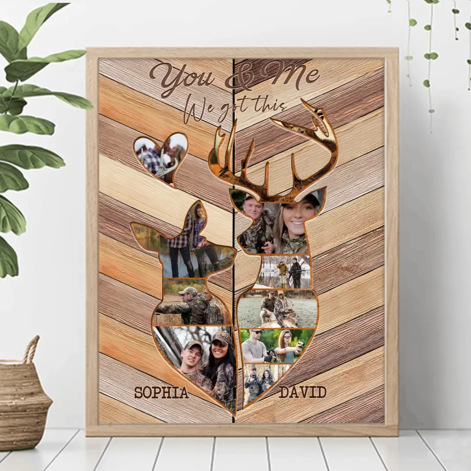 Custom Personalized Couple Deer Hunting Poster - Upload Photos - Gift ...