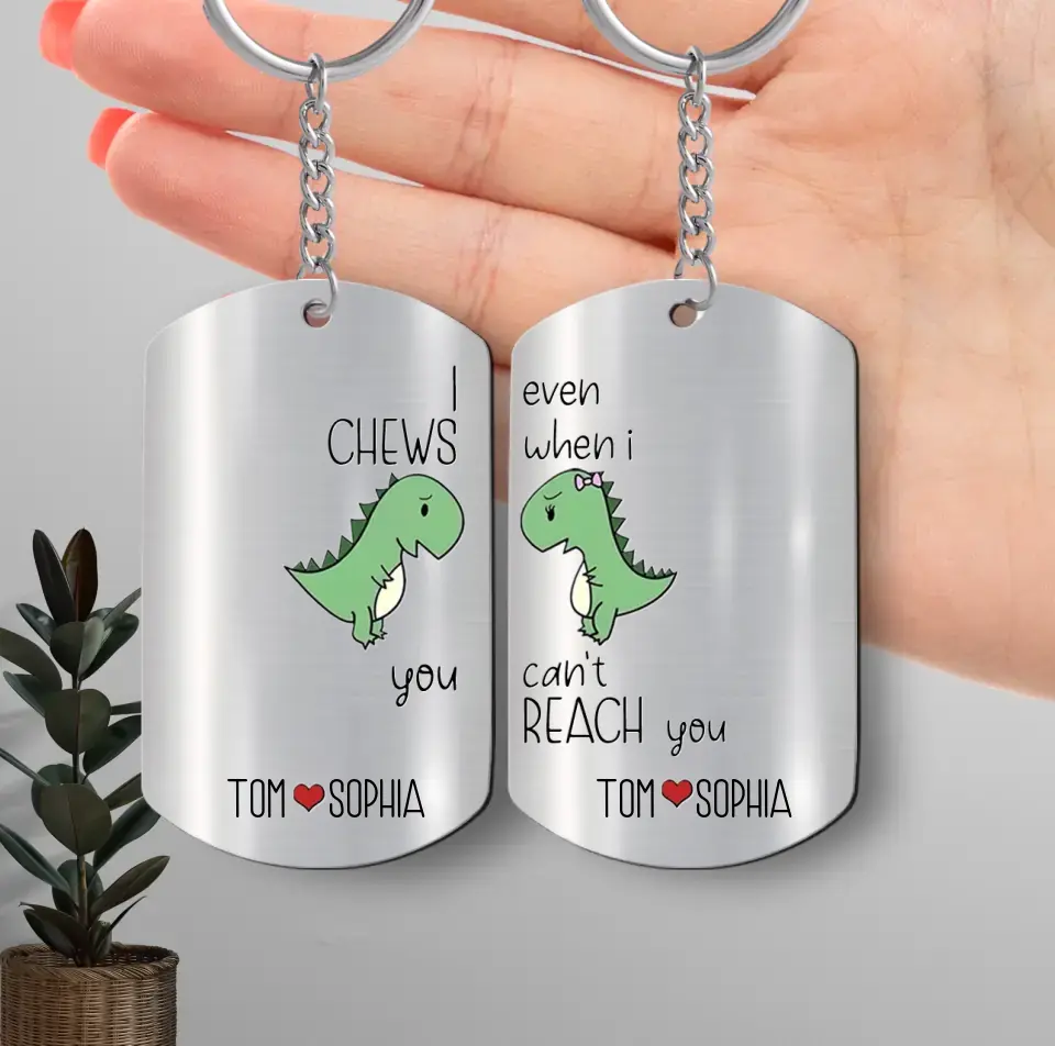 Custom Personalized Dinosaur Couple Aluminum Keychain - Gift Idea For ...