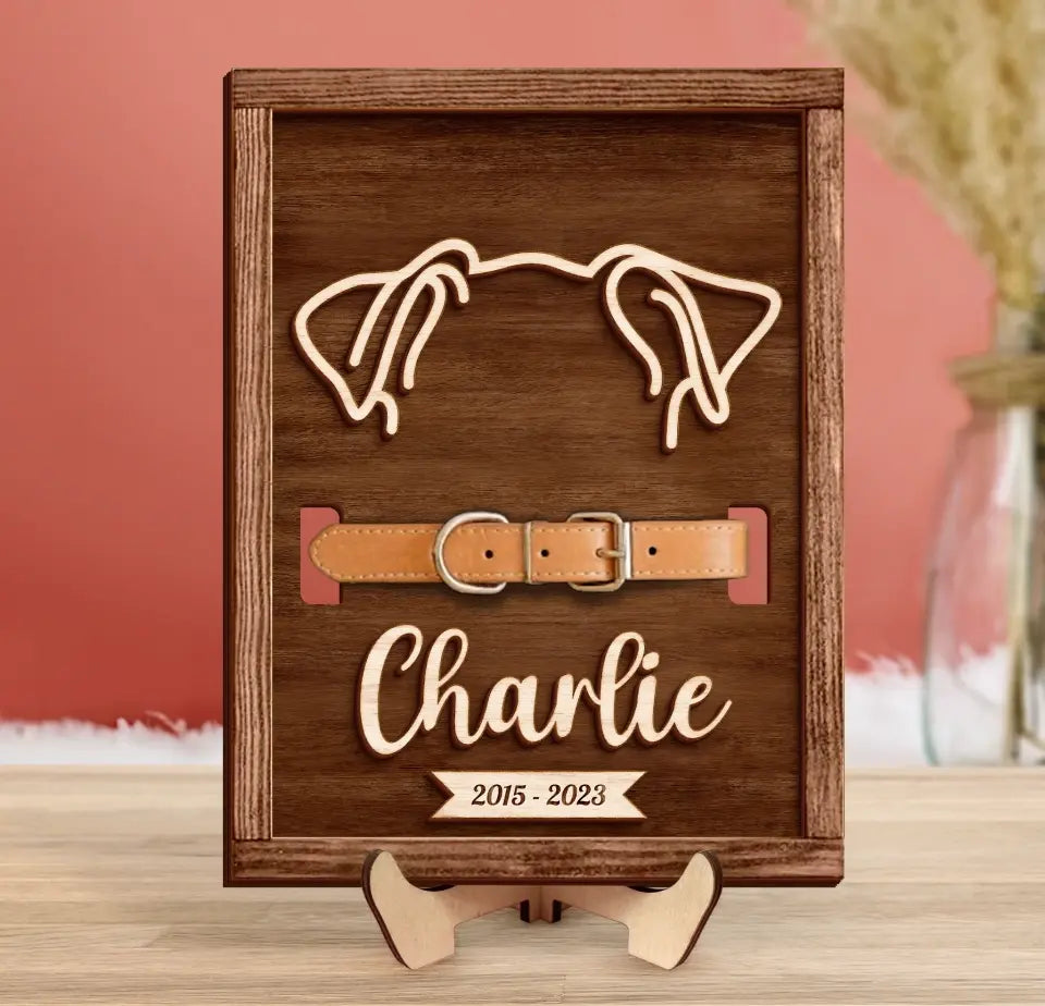 Custom Personalized Memorial Dog Ears 2 Layered Wooden Art - Memorial ...