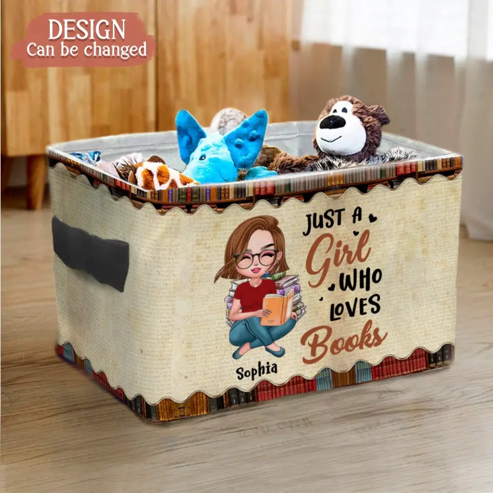 Custom Personalized Girl Reading Book Storage Box - Gift Idea For Read ...
