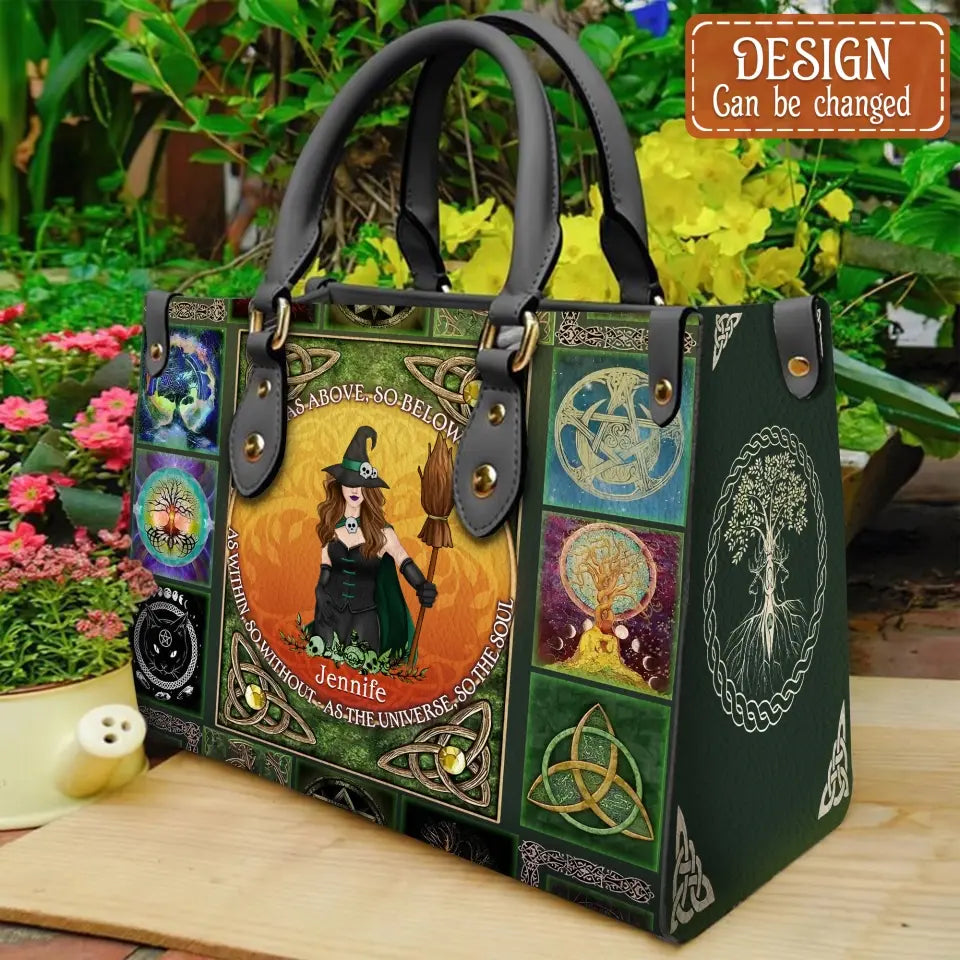 Personalized Witch PU Leather Handbag with Long Straps - Gift Idea For ...
