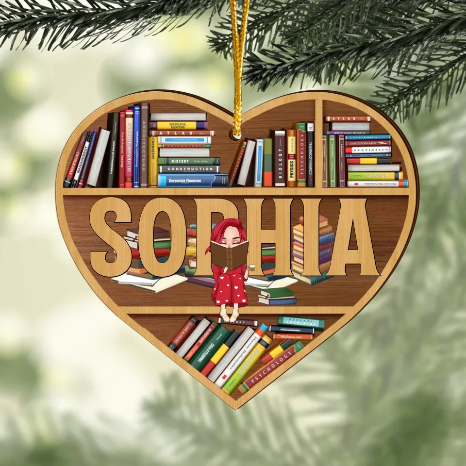 Personalized Reading Girl Wooden Ornament - Christmas Gift Idea For Bo ...