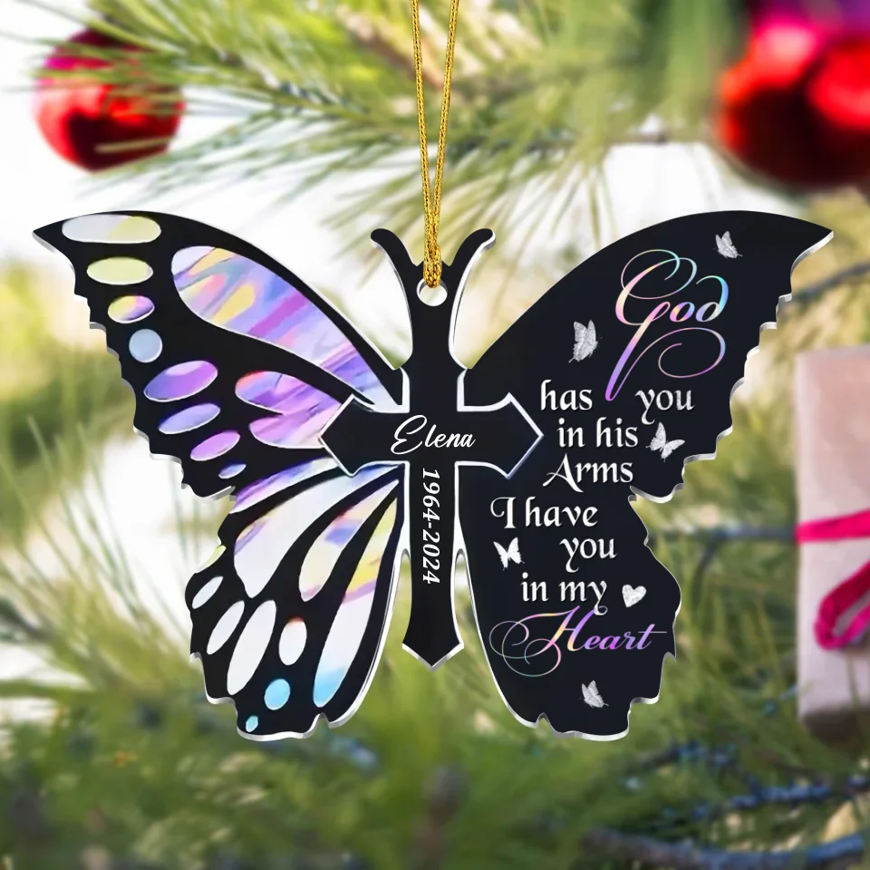 Custom Personalized Memorial Black Butterfly Acrylic Ornament - Memori ...