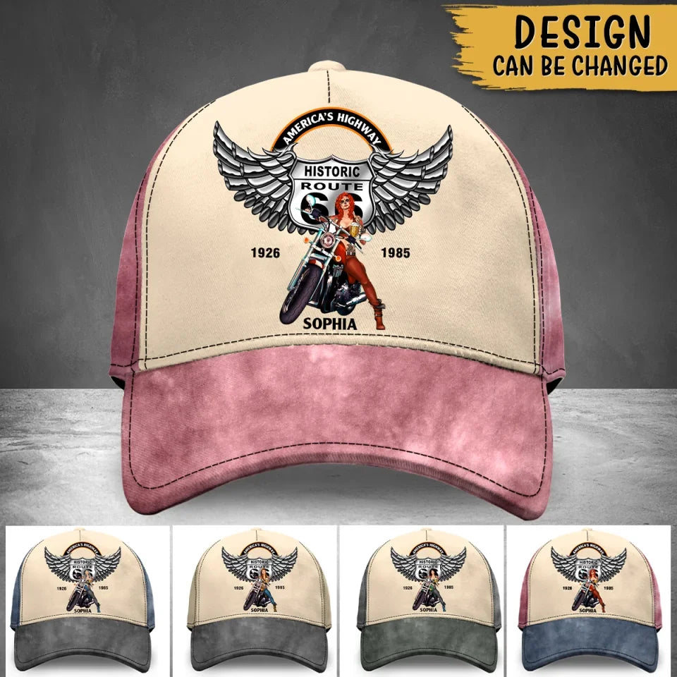 Custom Personalized Motorcycle Baseball Cap - Historic Route 66 - Gift ...