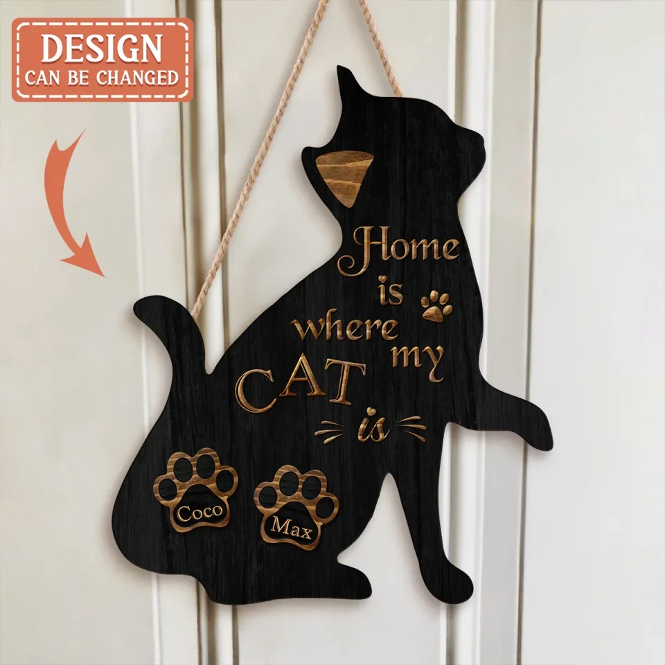 Custom Personalized Cat Wooden Sign - Gift Idea For Cat Owners - Home ...