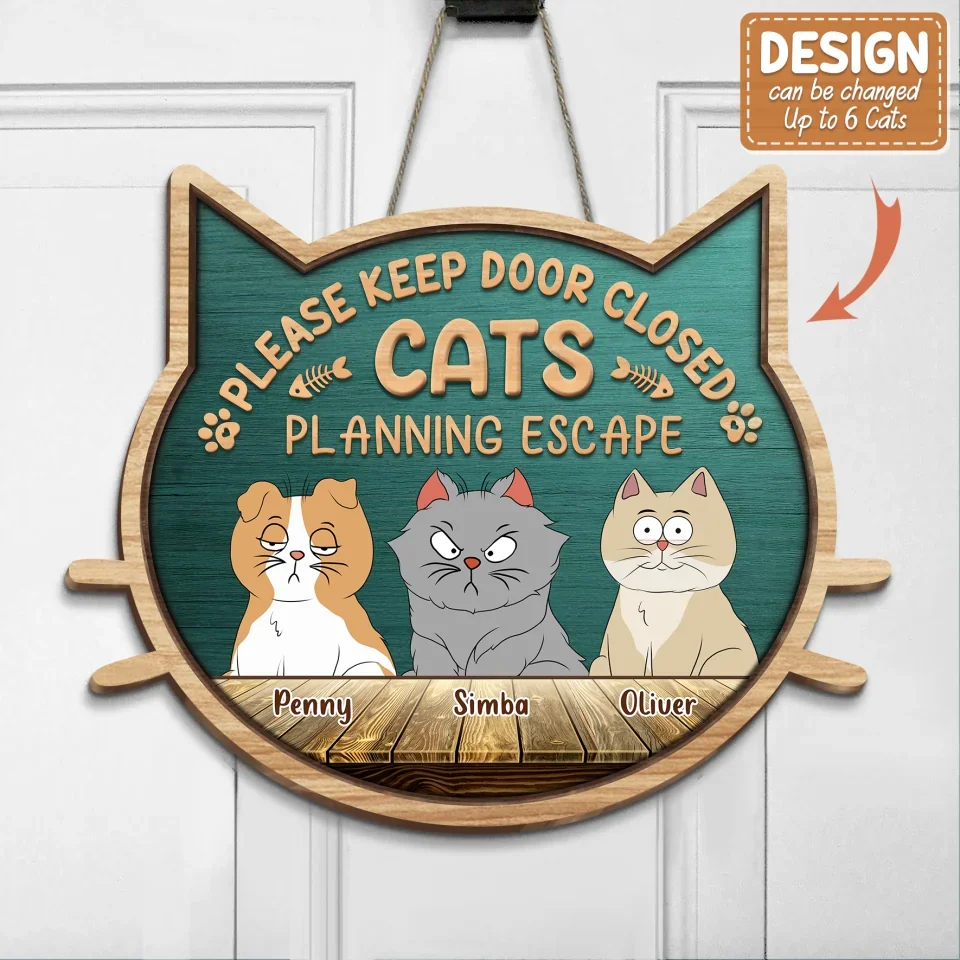 Custom Personalized Cat Wooden Sign - Gift Idea For Cat Lover - Please ...