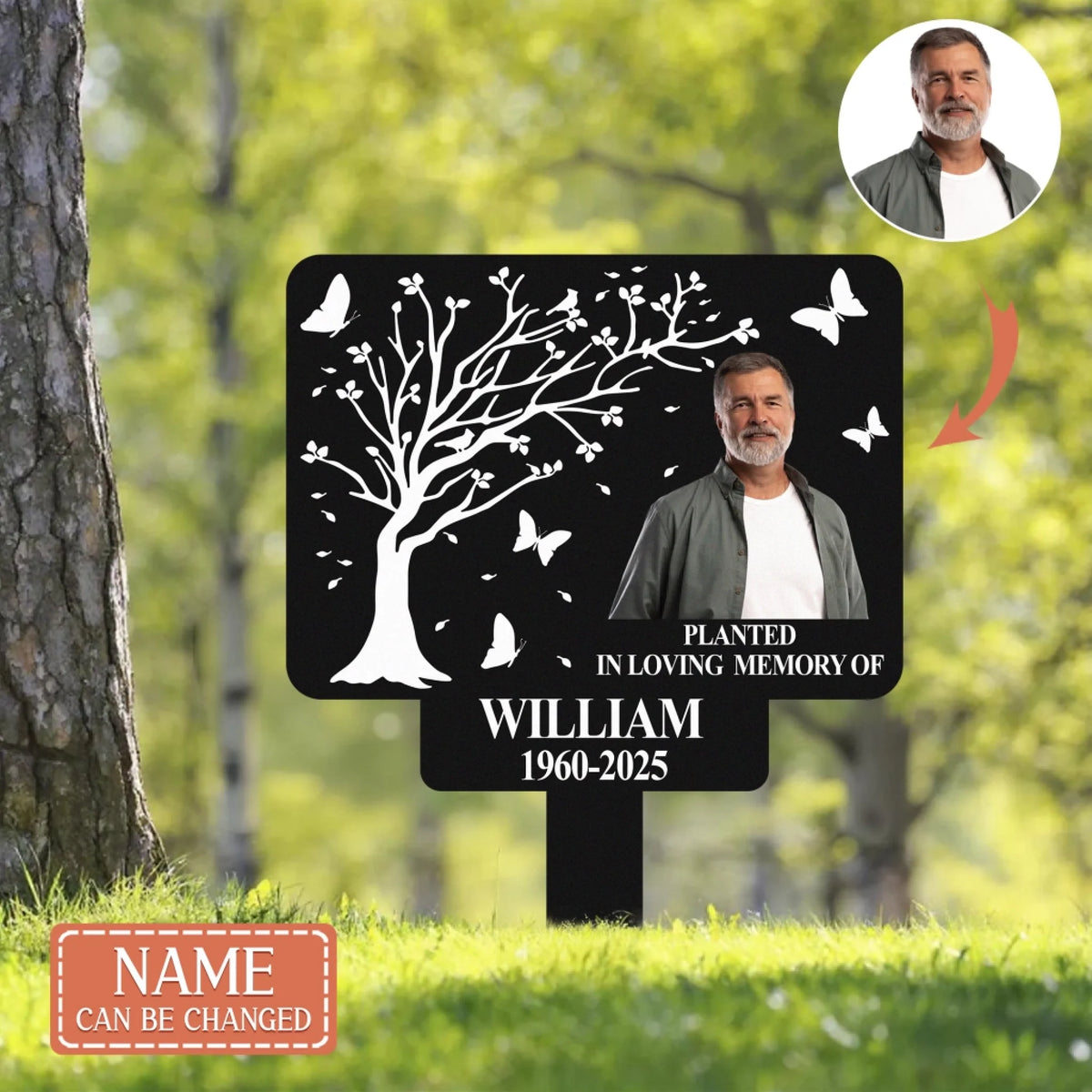 Personalized Planted In Loving Memory Metal Sign - Memorial Gift Idea ...