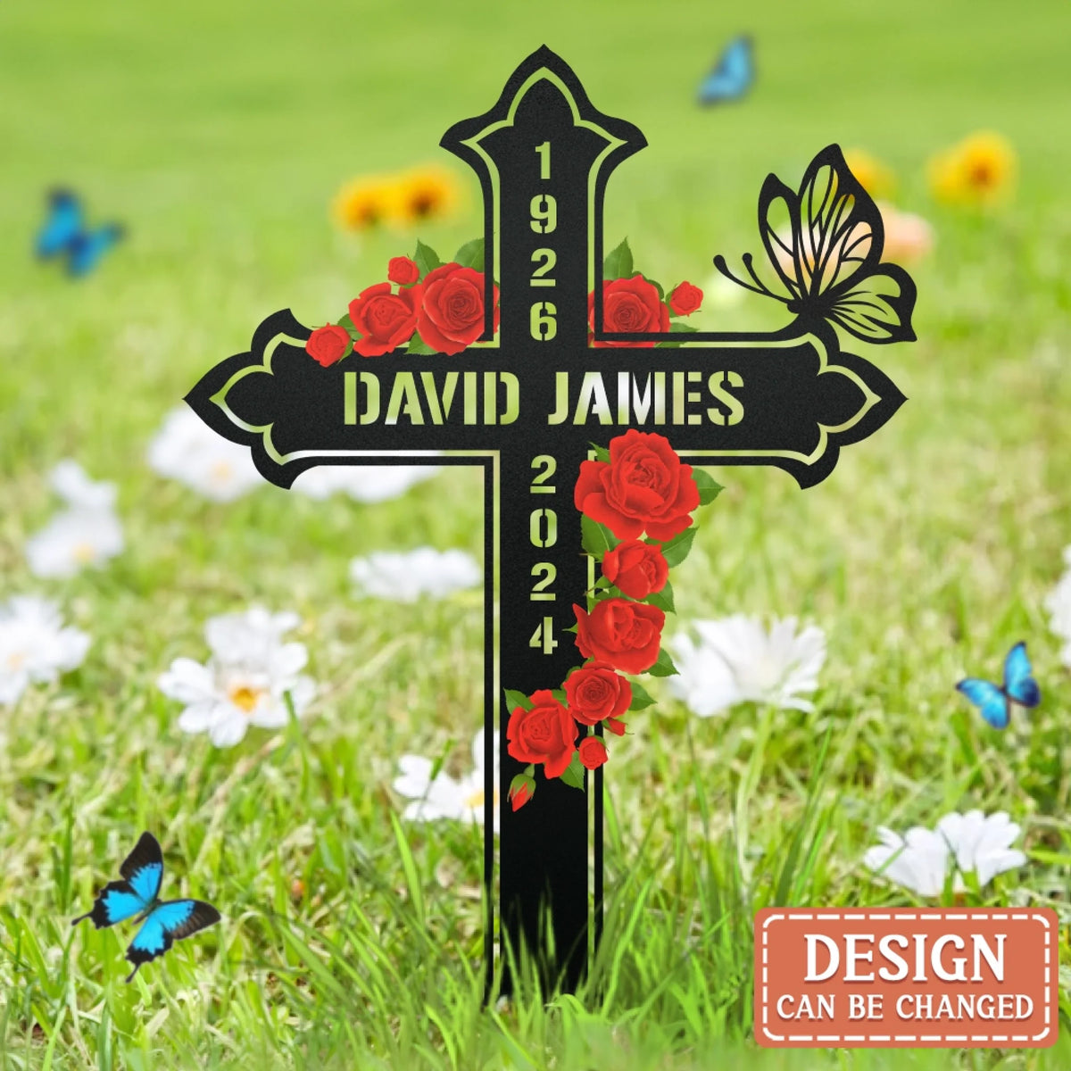 Personalized Memorial Cross Stake Metal Sign - Memorial Gift Idea ...