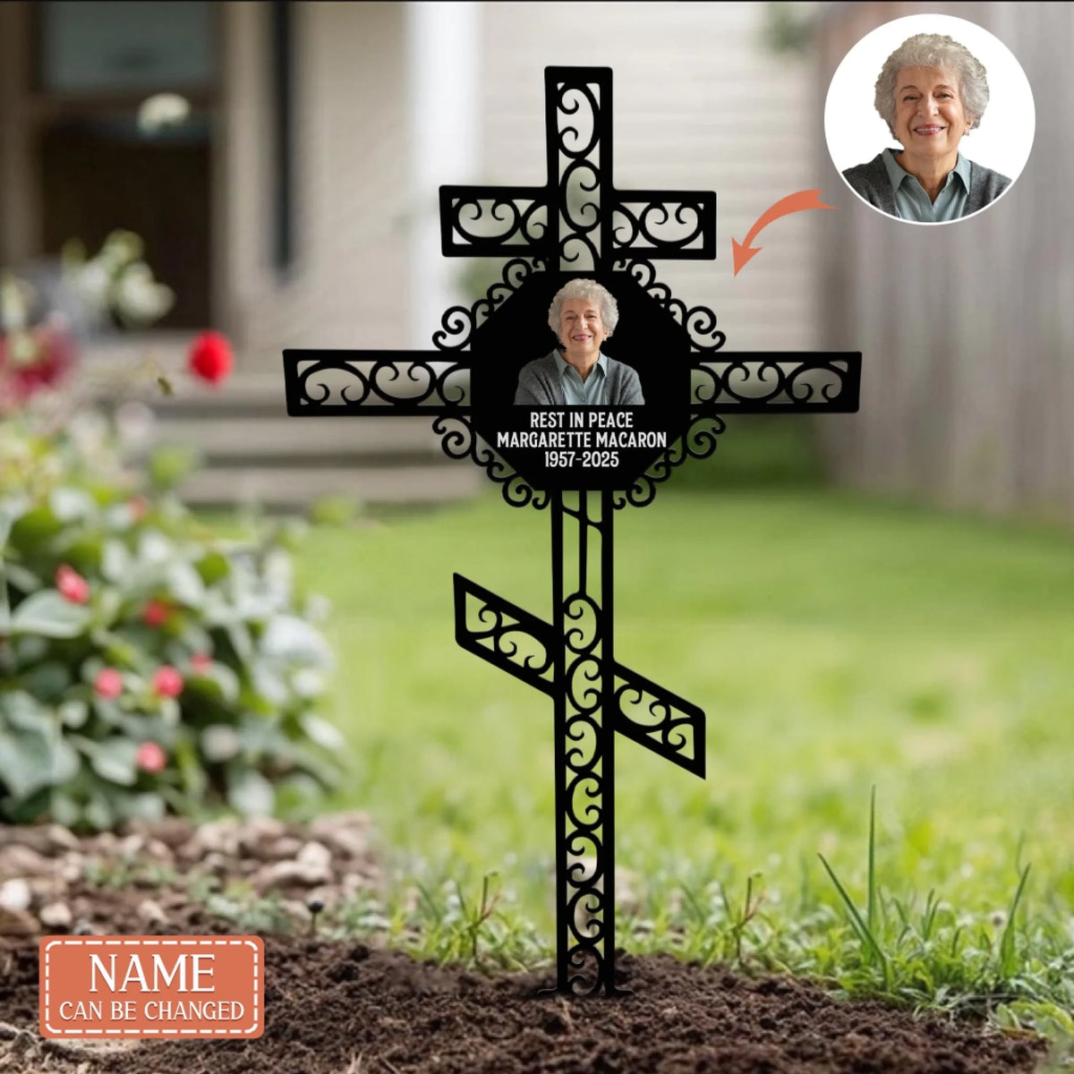 Personalized Memorial Cross Metal Sign - Memorial Gift Idea - Upload P ...