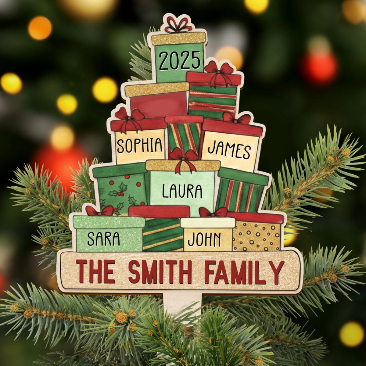 Personalized Christmas Tree Topper – Custom Family Name & Up to 9 Name ...