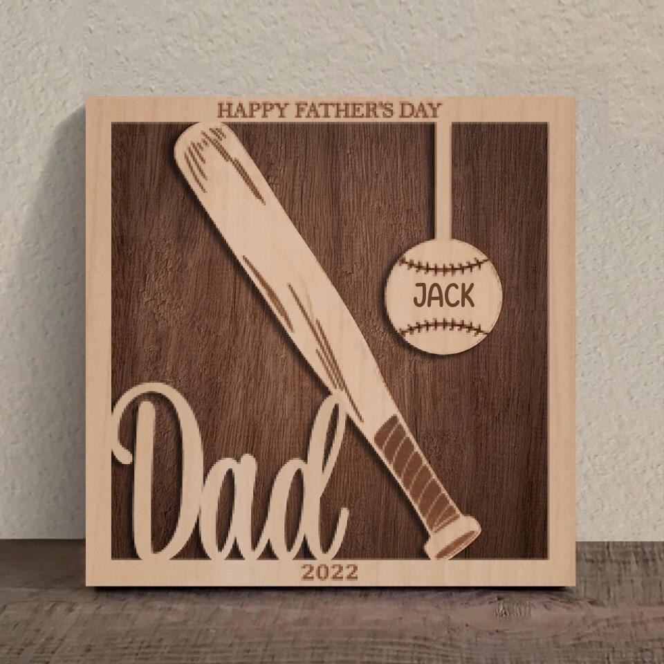 Custom Personalized Baseball Square 3 Layered Baseball Wooden Art - Gi ...