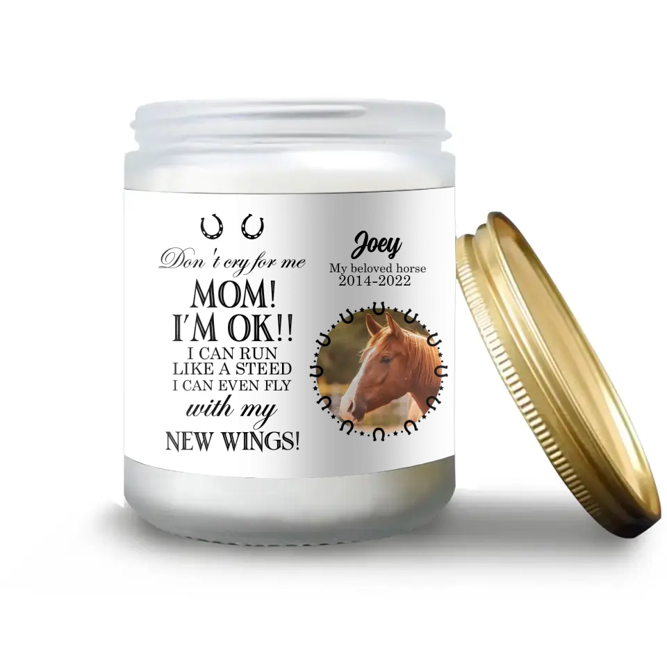 Custom Personalized Memorial Horse Candle - Upload Photo - Memorial Gi ...